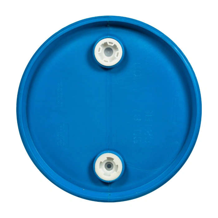 55 Gallon Blue Poly Solid Top Barrel with Caps - Unwashed